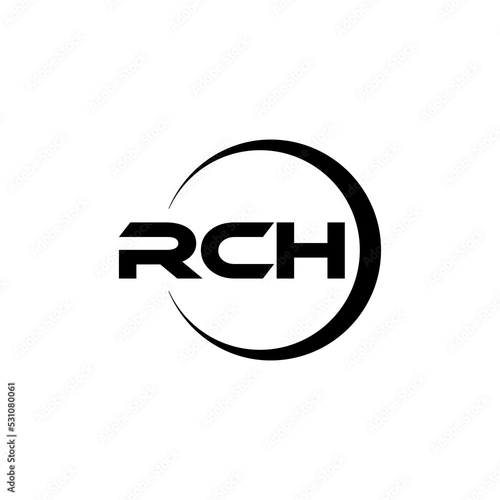 RCH letter logo design with white background in illustrator, cube logo ...