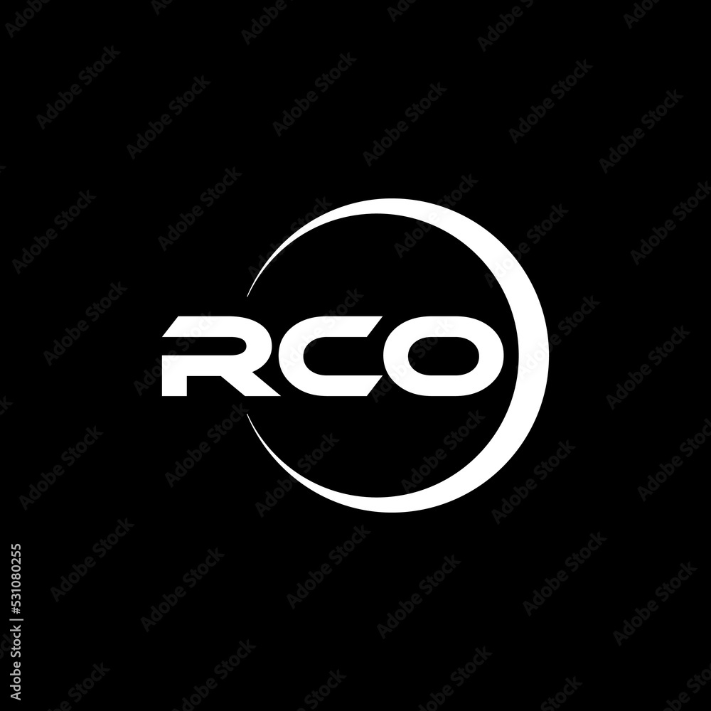 RCO letter logo design with black background in illustrator, cube logo ...