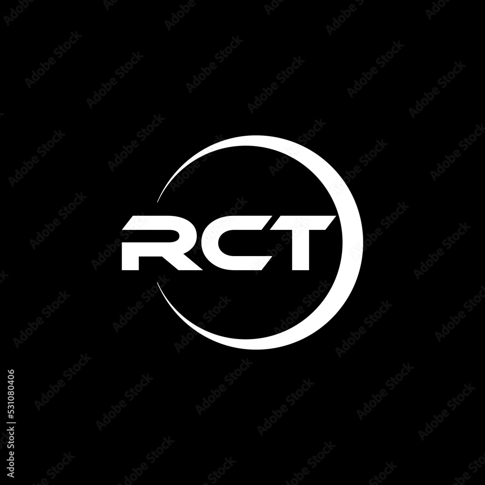RCT letter logo design with black background in illustrator, cube logo ...