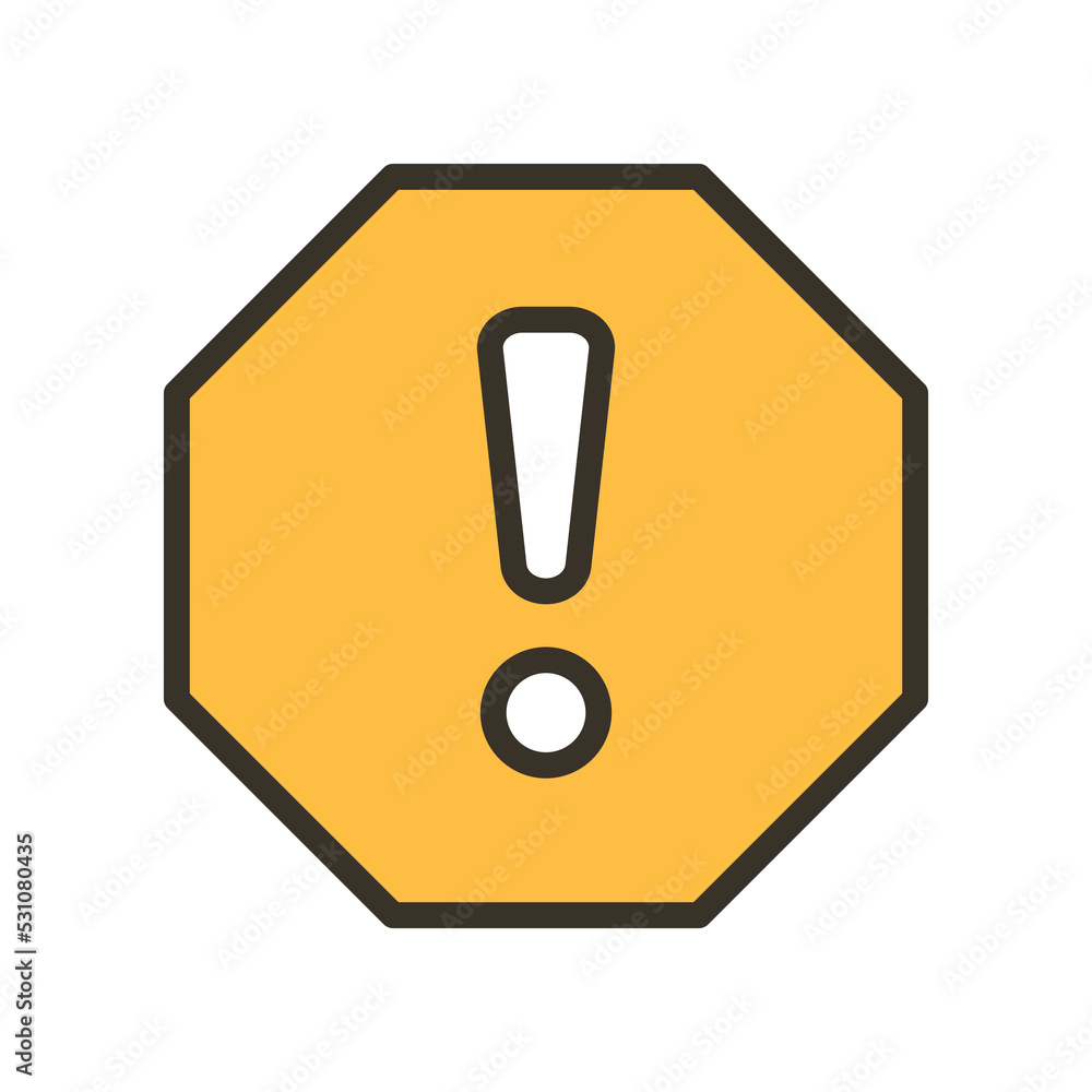 exclamation mark in octagonal shape for hazard warning symbol. Beware ...
