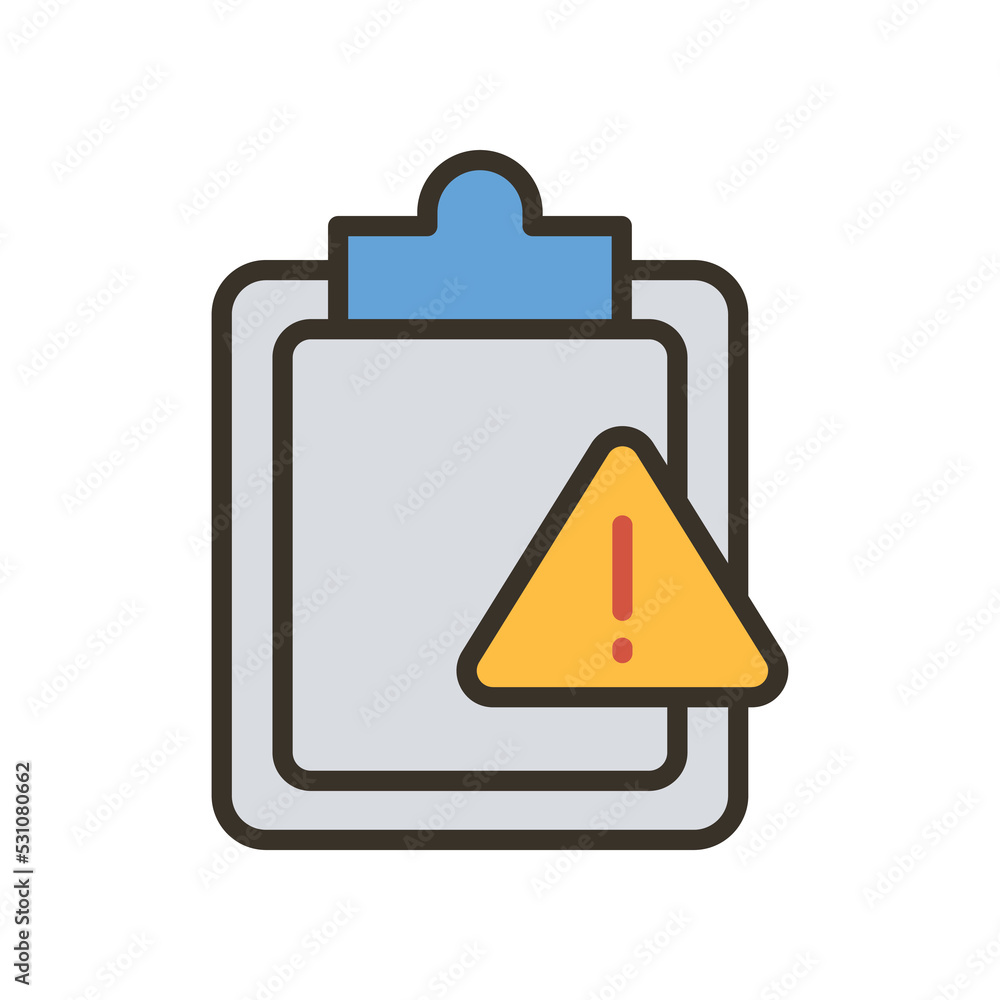 Clipboard with exclamation point Important document sign, caution file ... Clipboard with exclamation point Important document sign, caution file ...
