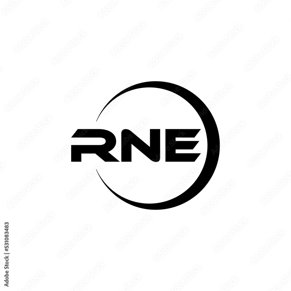 RNE letter logo design with white background in illustrator, cube logo ...