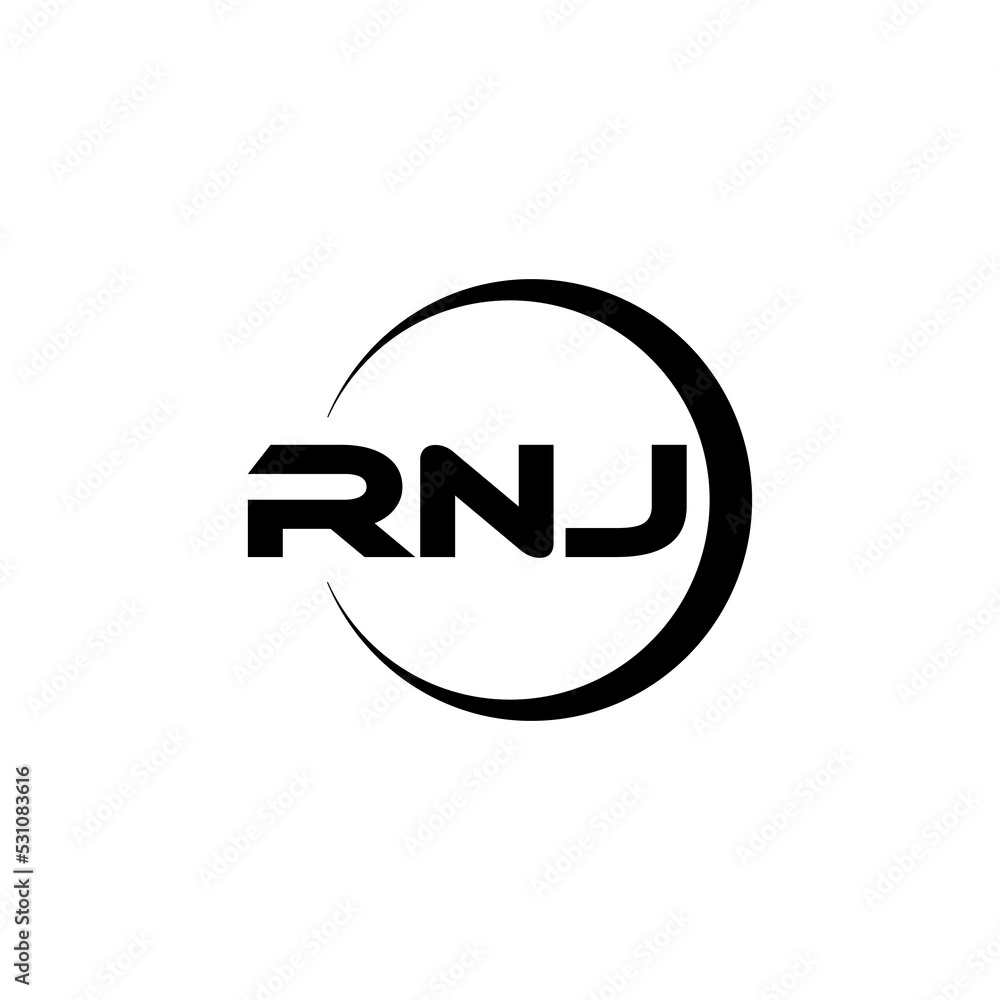 Vecteur Stock RNJ letter logo design with white background in ...