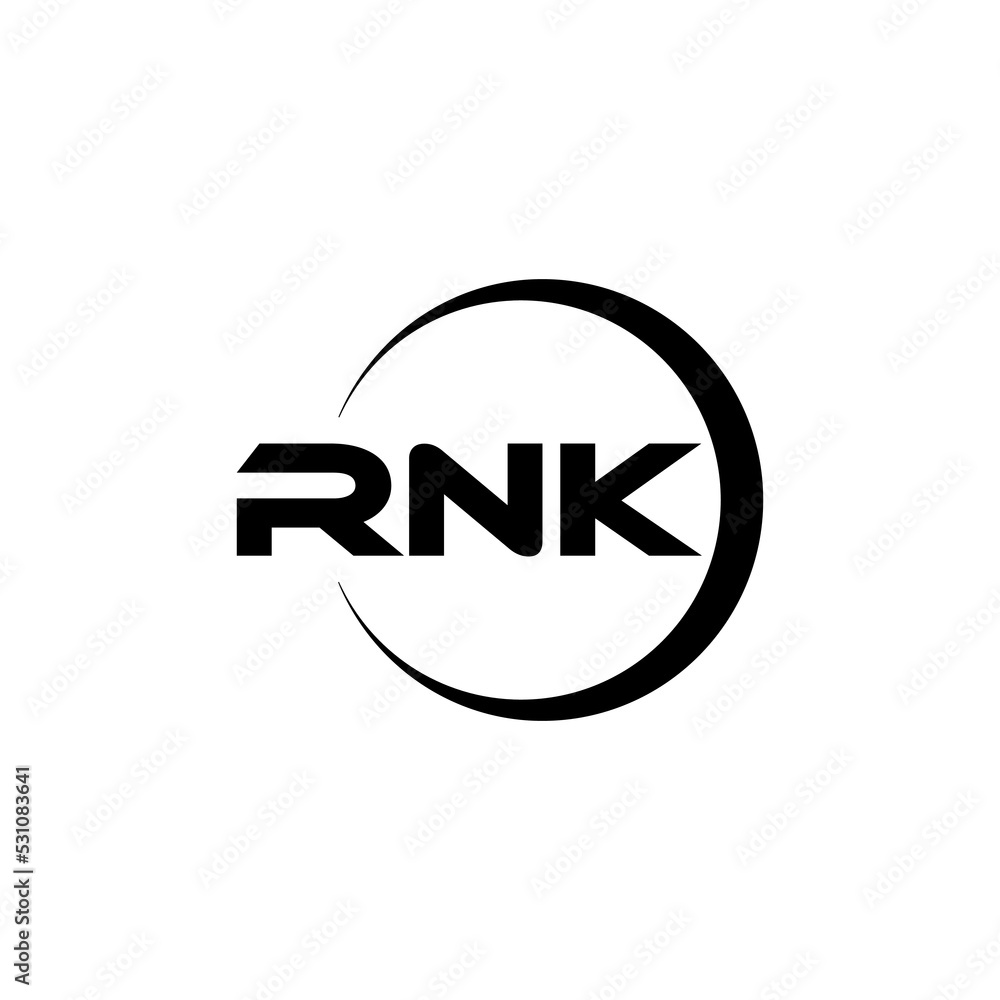 RNK letter logo design with white background in illustrator, cube logo ...