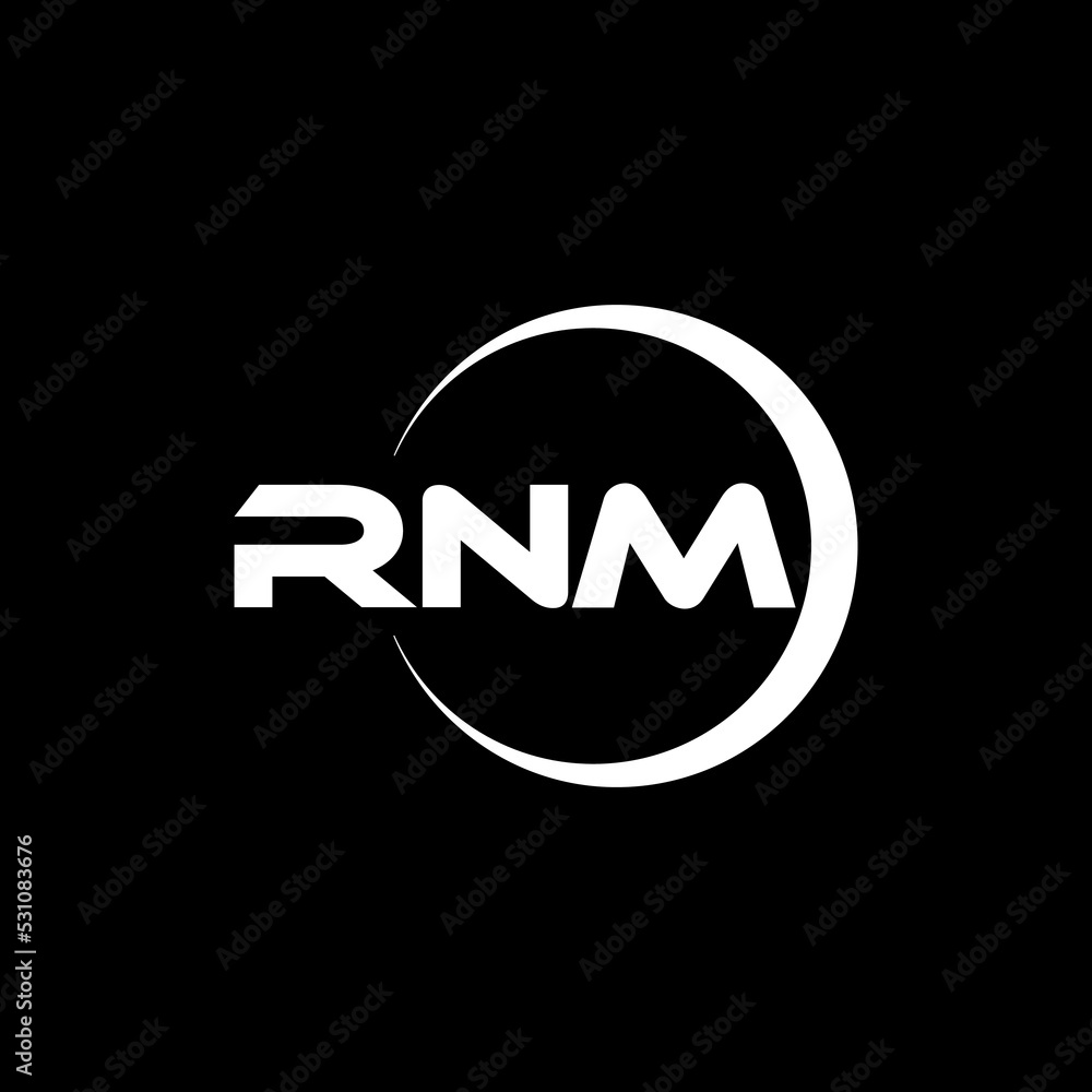RNM letter logo design with black background in illustrator, cube logo ...