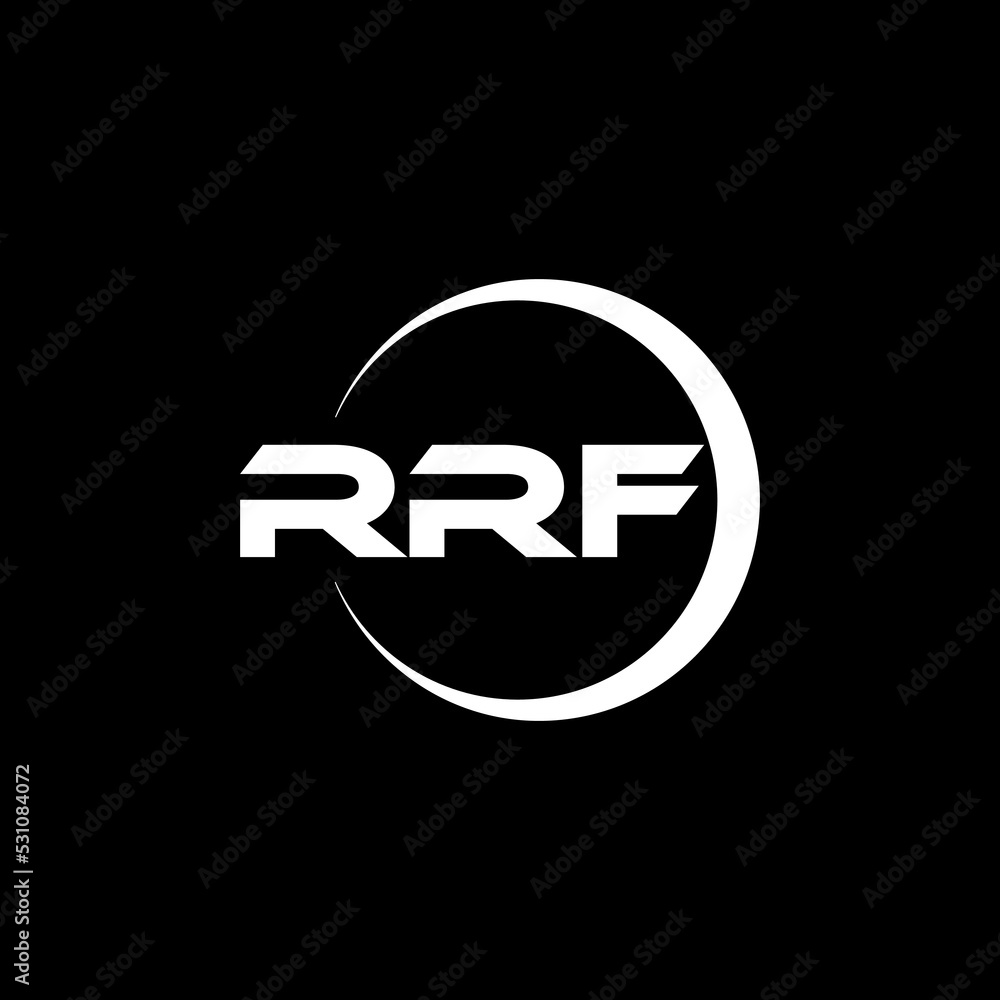 RRF letter logo design with black background in illustrator, cube logo ...