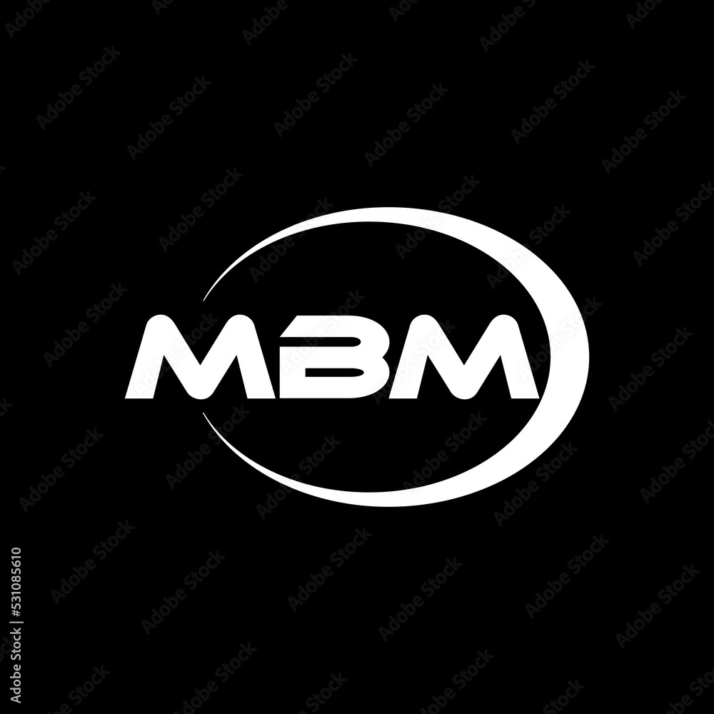 Vecteur Stock MBM letter logo design with black background in ...