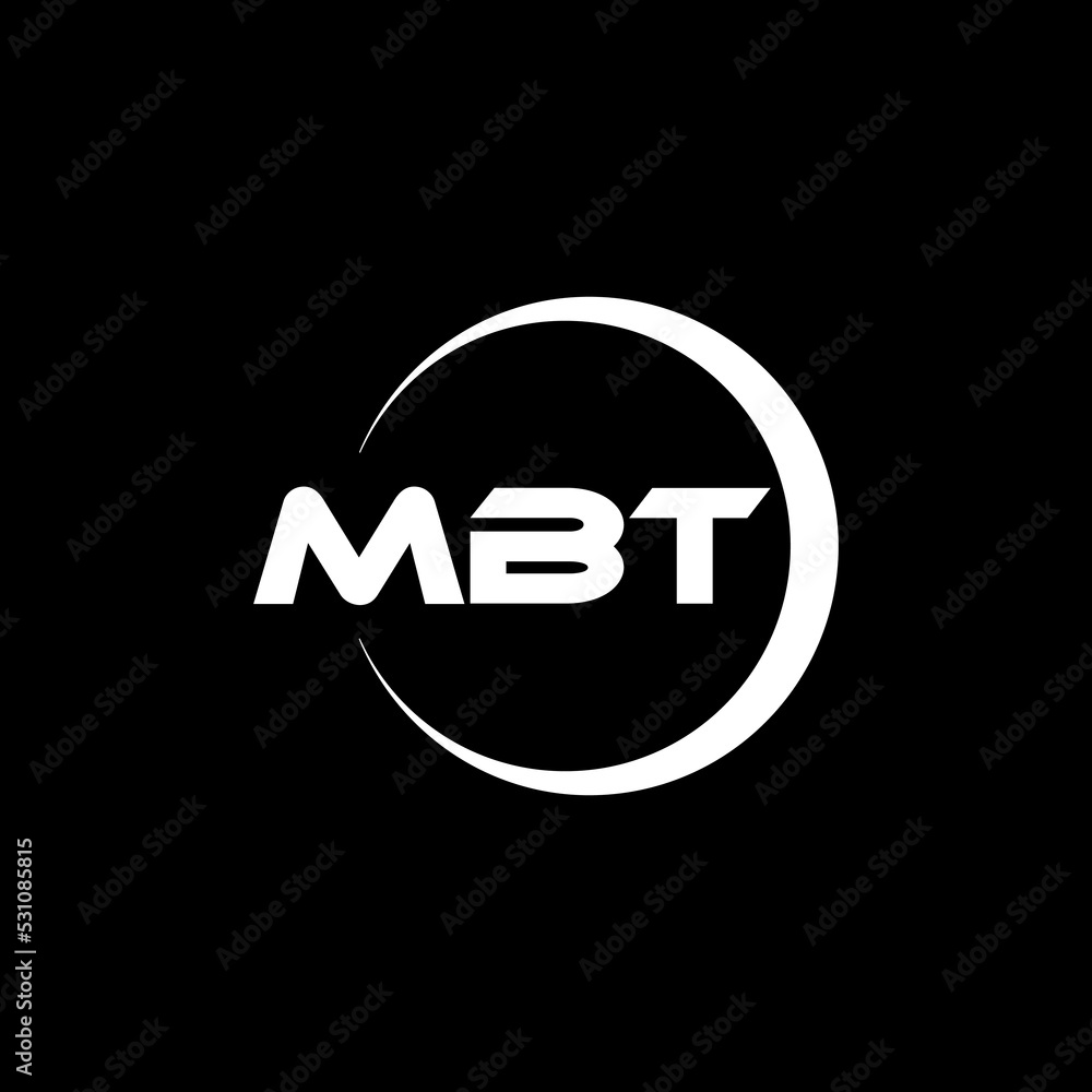 MBT letter logo design with black background in illustrator, cube logo ...