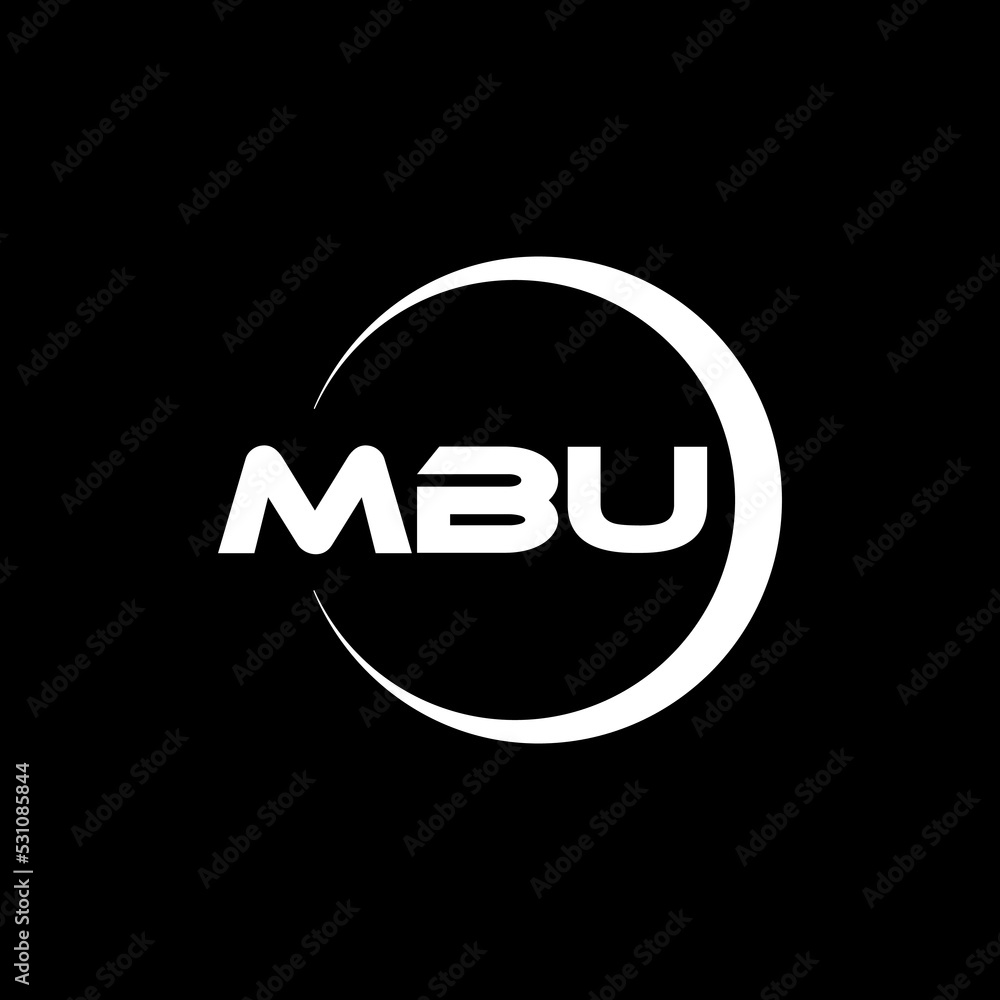 MBU letter logo design with black background in illustrator, cube logo ...