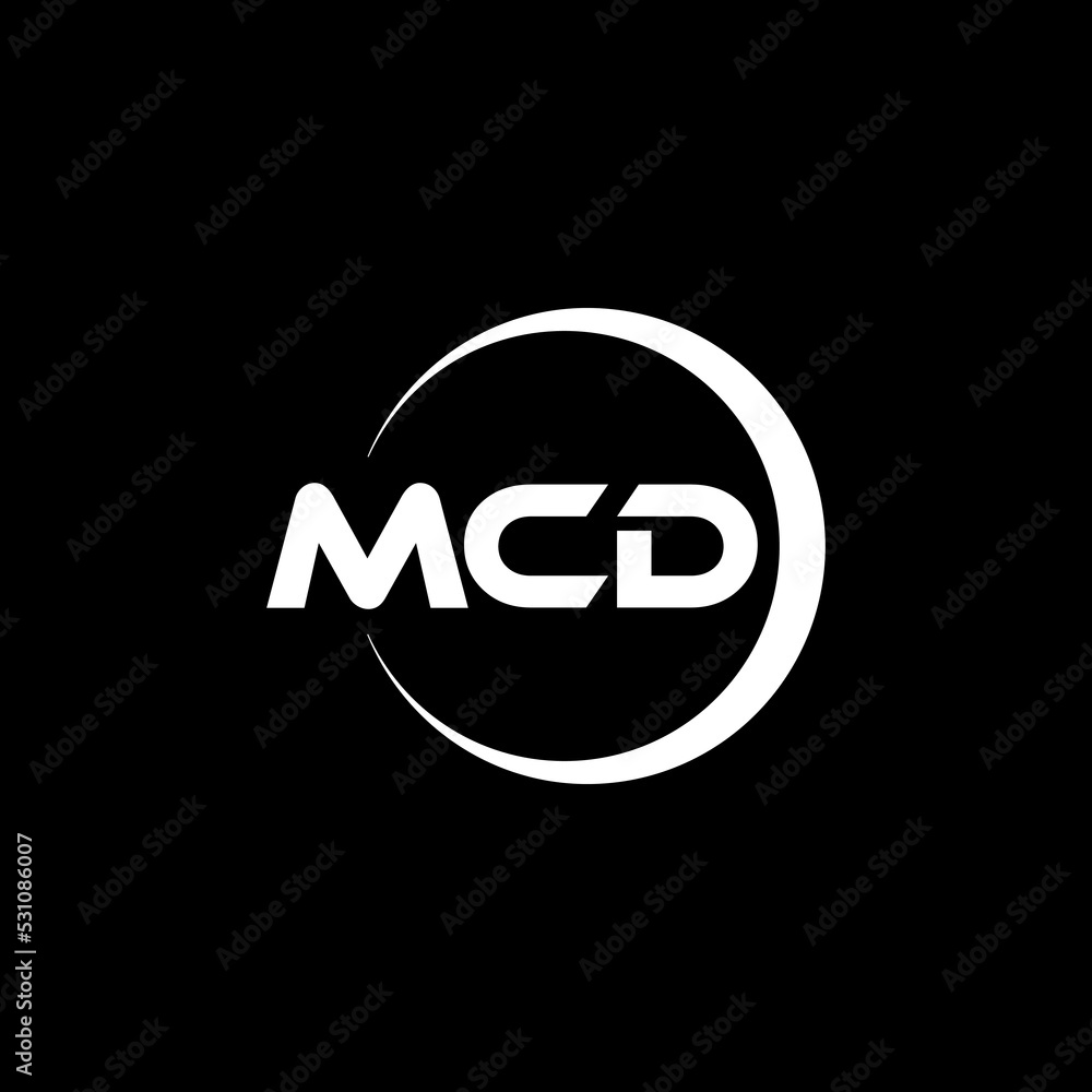MCD letter logo design with black background in illustrator, cube logo ...