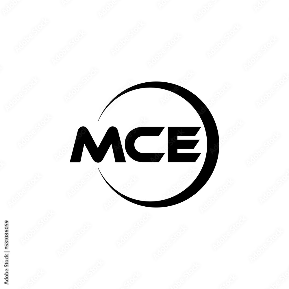 MCE letter logo design with white background in illustrator, cube logo ...