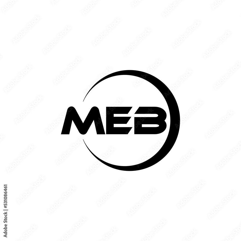 MEB letter logo design with white background in illustrator, cube logo ...