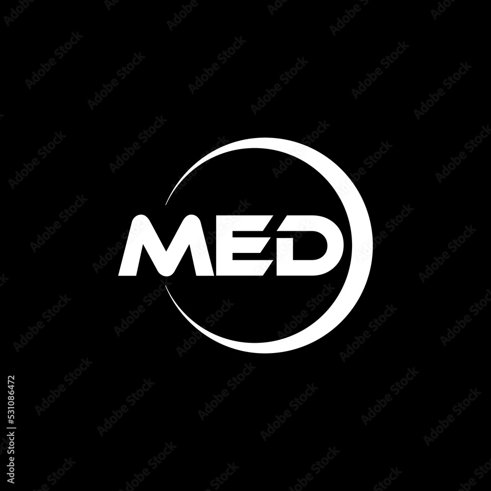 MED letter logo design with black background in illustrator, cube logo ...