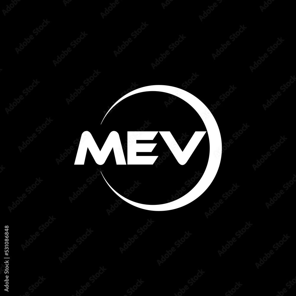 Vecteur Stock MEV letter logo design with black background in ...