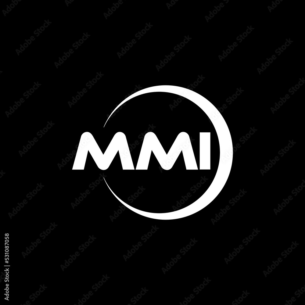 MMI letter logo design with black background in illustrator, cube logo ...