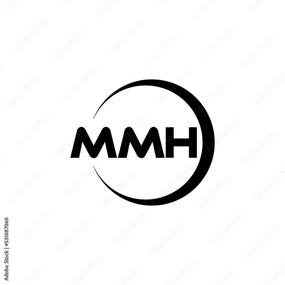 MMH letter logo design with white background in illustrator, cube logo ...