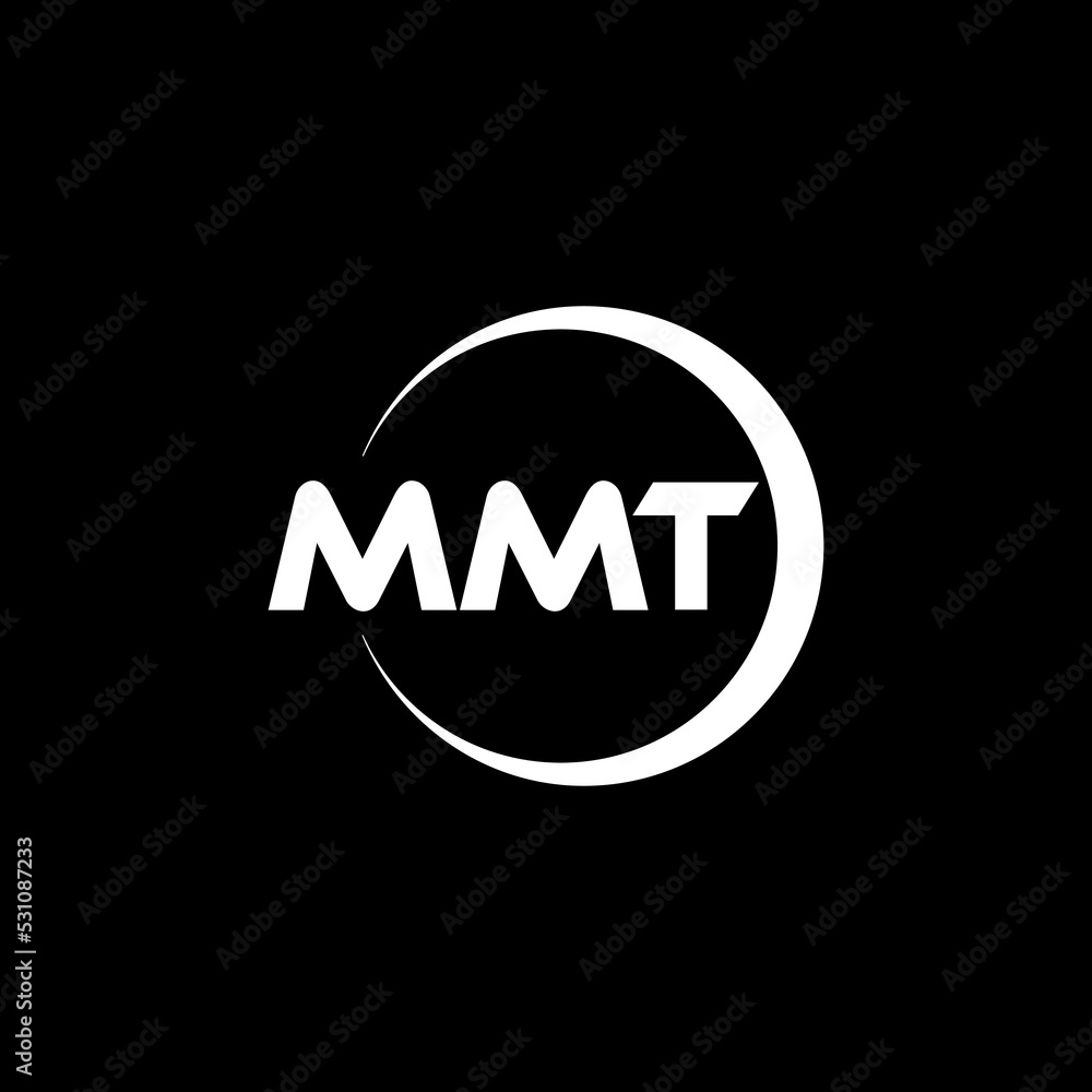 MMT letter logo design with black background in illustrator, cube logo ...