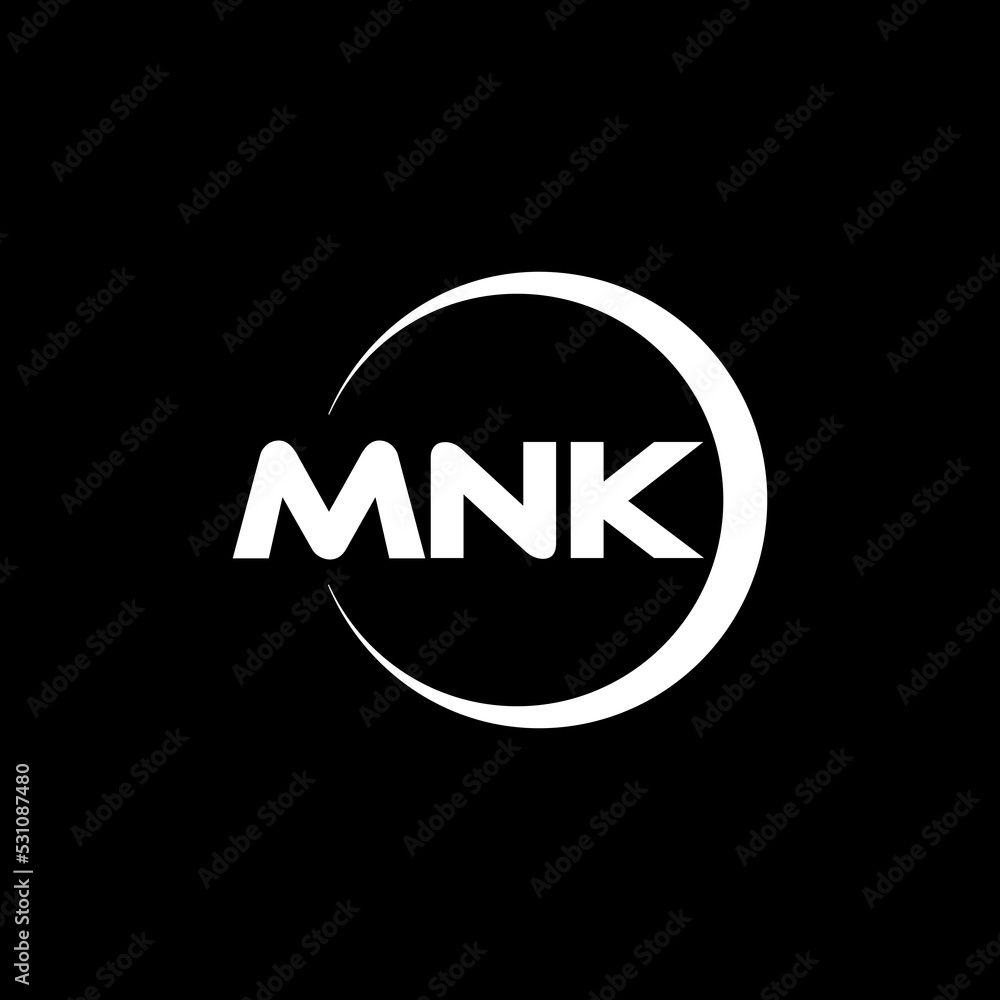 MNK letter logo design with black background in illustrator, cube logo ...