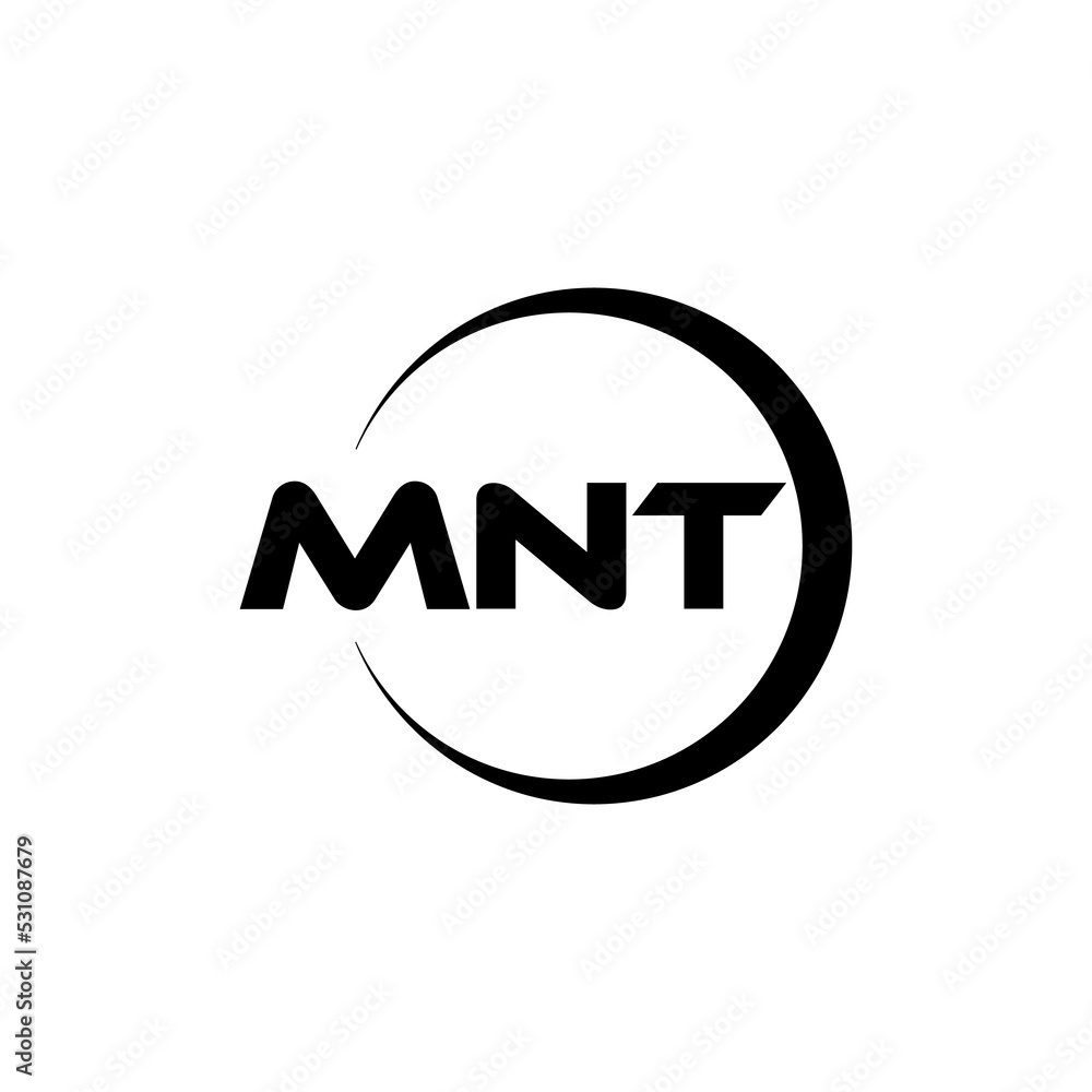 MNT letter logo design with white background in illustrator, cube logo ...