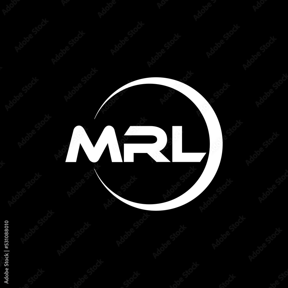 MRL letter logo design with black background in illustrator, cube logo ...