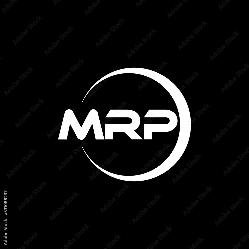 Vetor do Stock: MRP letter logo design with black background in ...