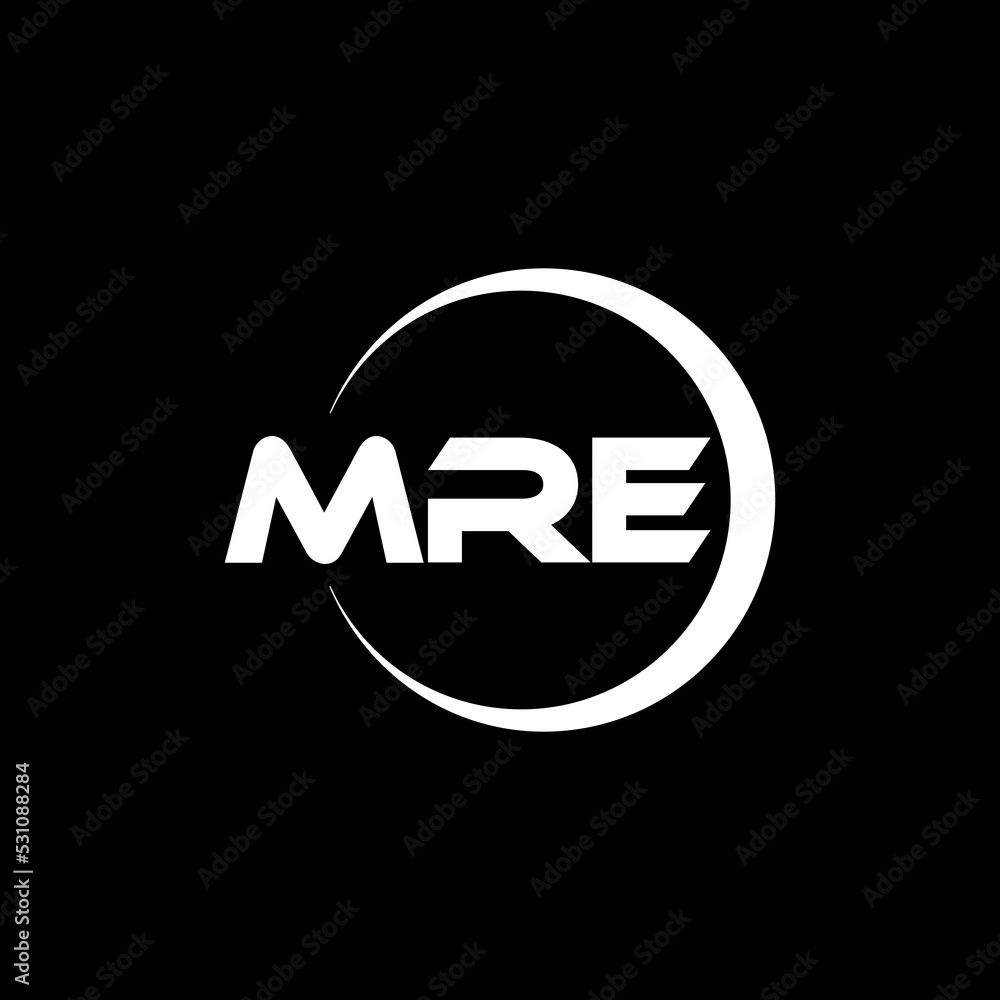 MRE letter logo design with black background in illustrator, cube logo ...