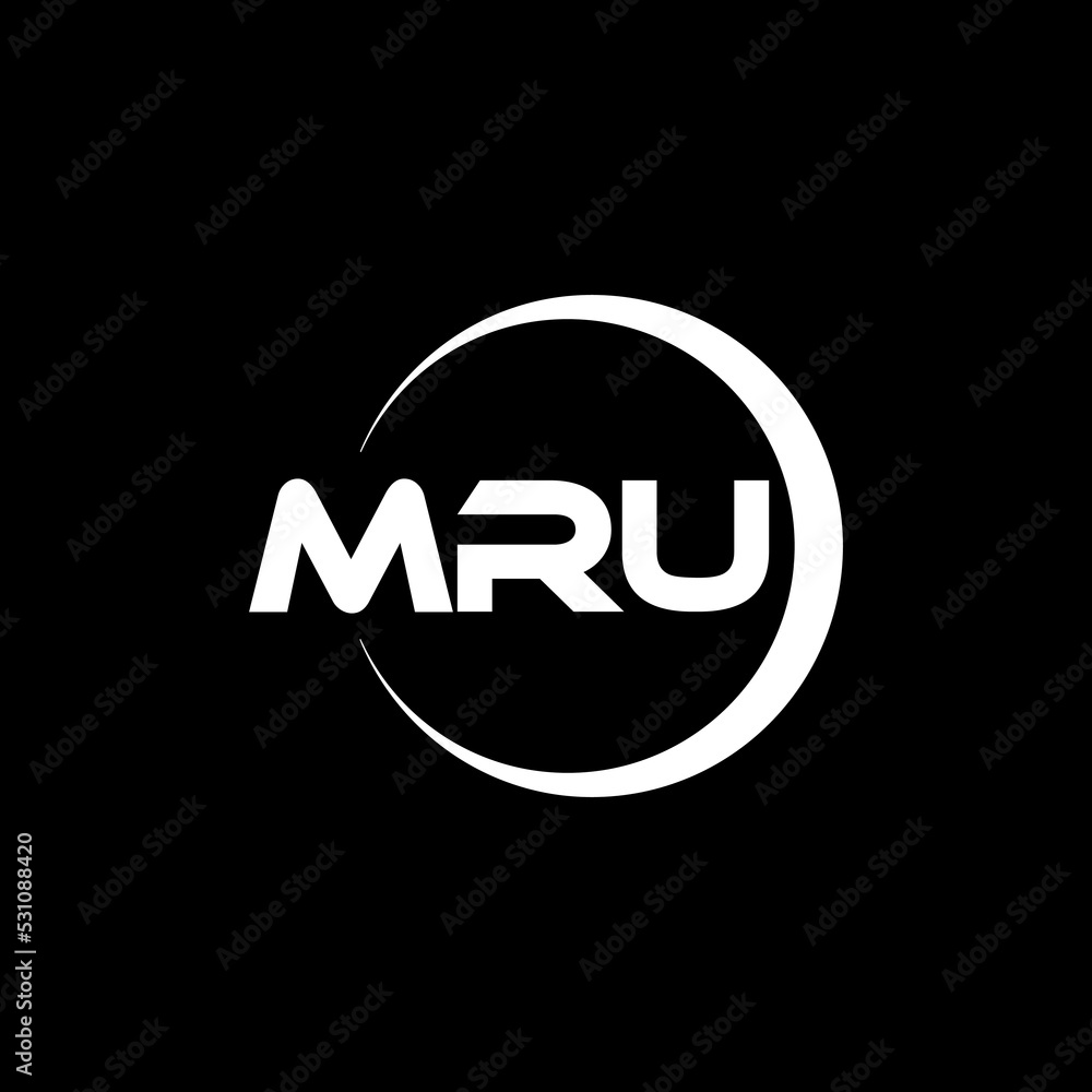 MRU letter logo design with black background in illustrator, cube logo ...