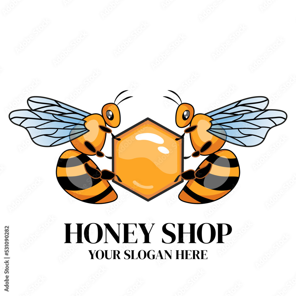 Vector logo for a honey shop. Bee logo vector. Design illustration with ...