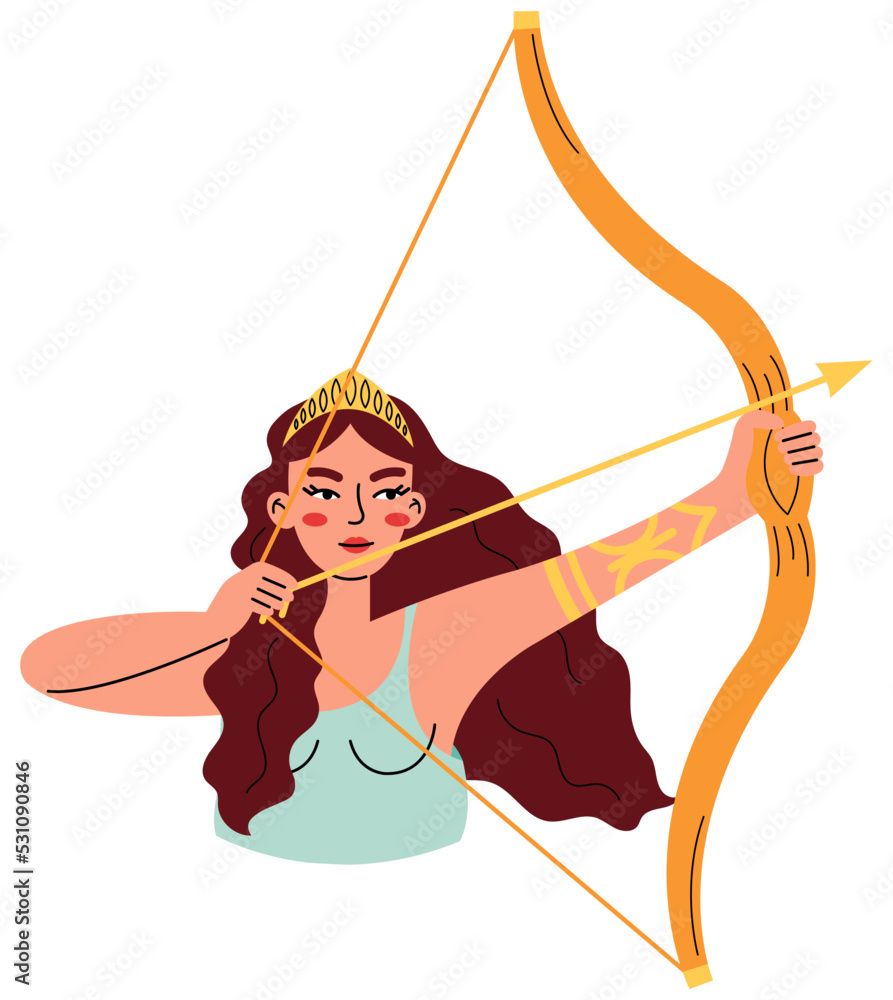 Greek mythology concept. Goddess Artemis - the goddess of nature, the ...