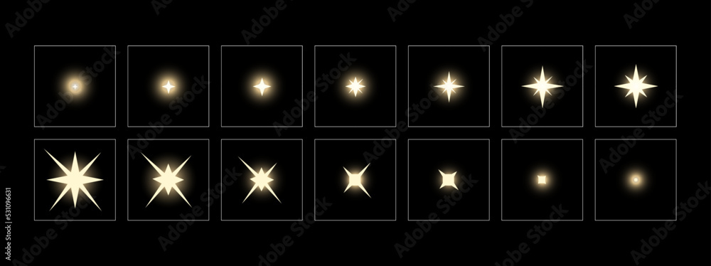 Colorful shine light FX. Shine effect sprite sheet for animation and ...