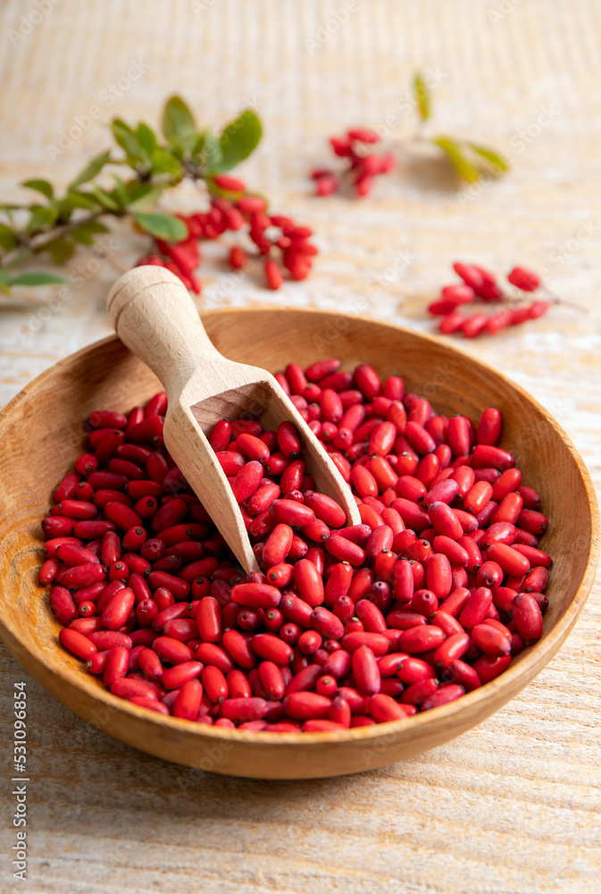 Pile of Berberis vulgaris also known as common barberry, European ...