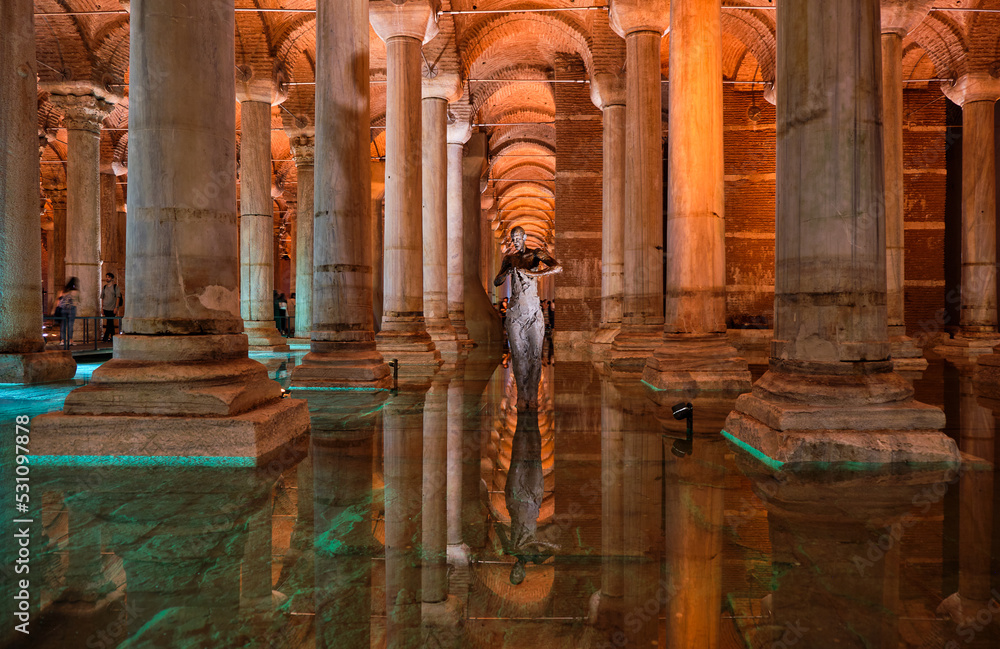 Basilica Cistern ancient Byzantine cistern in Istanbul, Turkey Stock ...