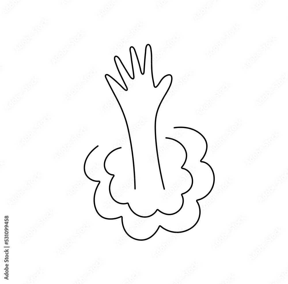 Vector isolated hand of drowing person sticking out of the water ...