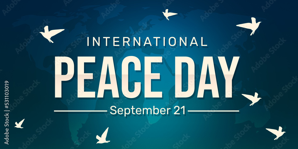 International Peace Day Cover Design with Blue background and birds ...