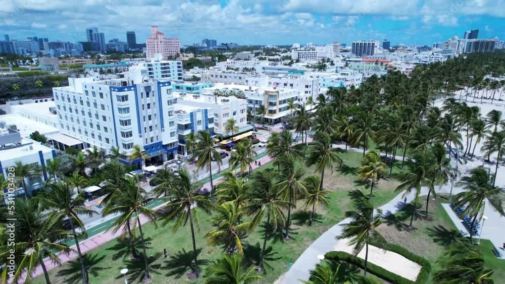 Miami Beach Florida. Miami Beach USA. Aerial view of historic downtown ...