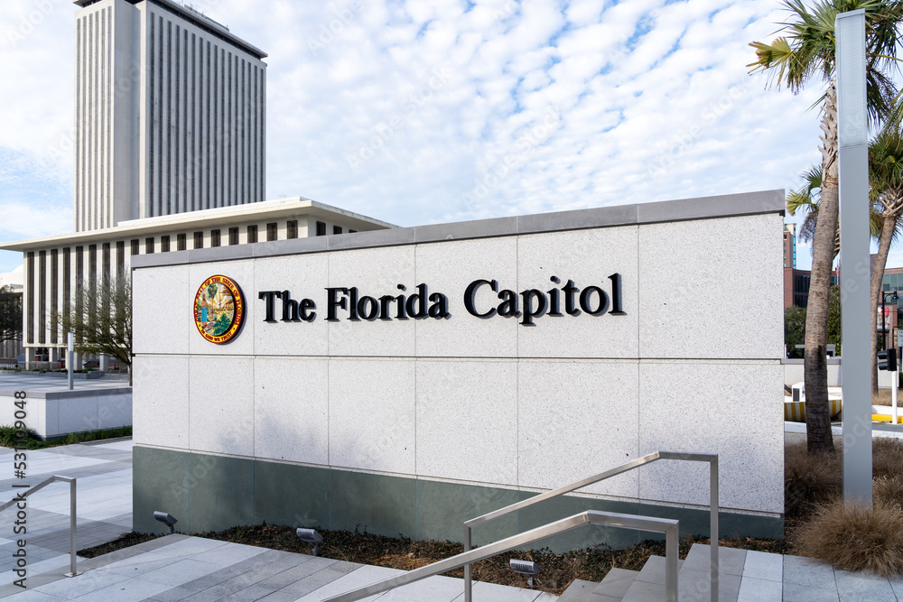 Tallahassee, FL, USA - February 11, 2022: Florida State Capitol sign ...