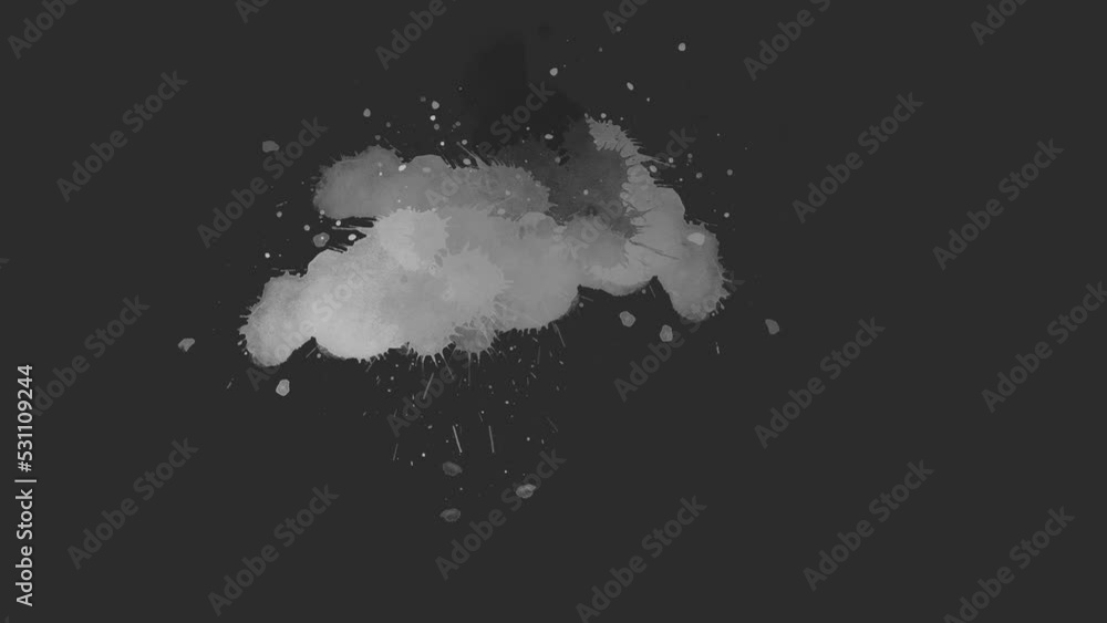 Ink brush stroke transition. Ink splash. Spot ink spread on a white ...