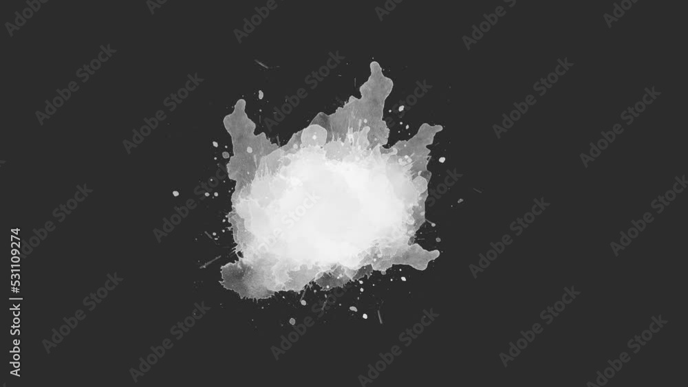 Ink brush stroke transition. Ink splash. Spot ink spread on a white ...