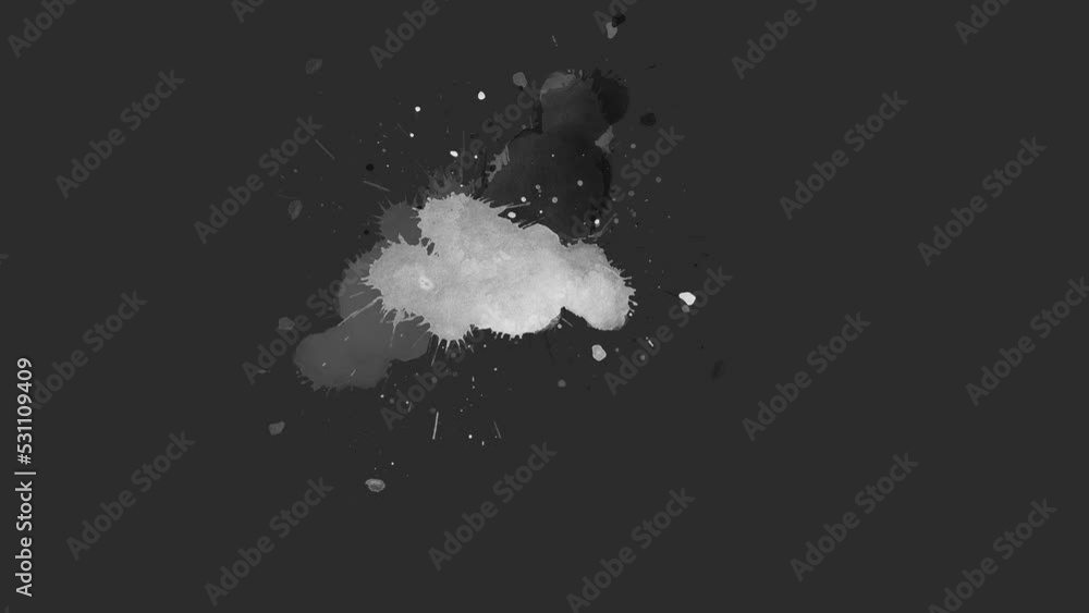 Ink brush stroke transition. Ink splash. Spot ink spread on a white ...