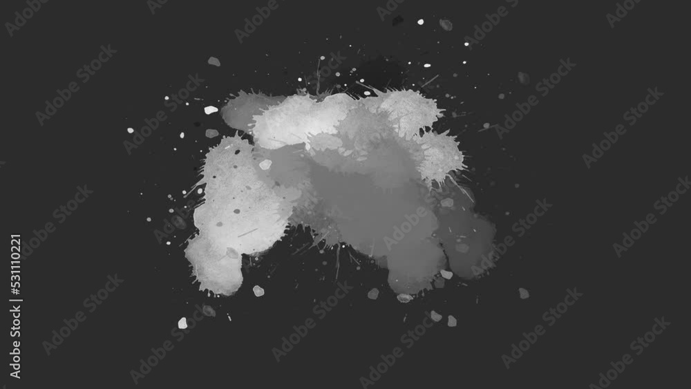 Ink brush stroke transition. Ink splash. Spot ink spread on a white ...