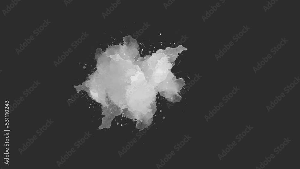 Ink brush stroke transition. Ink splash. Spot ink spread on a white ...