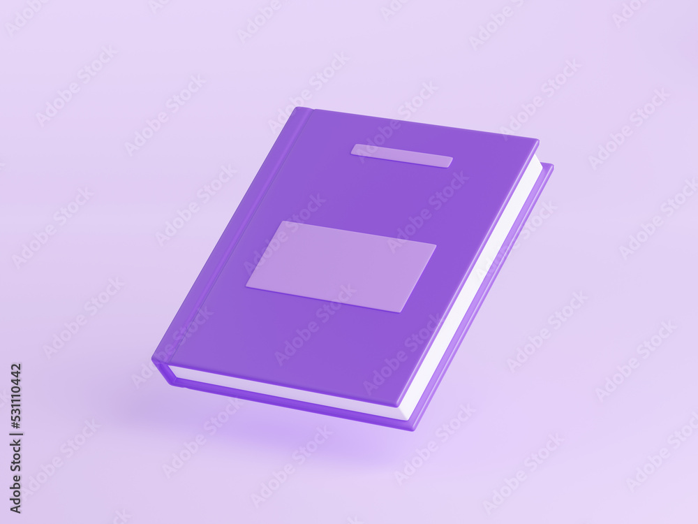 Purple book 3D illustration isolated on background. Design of library ...