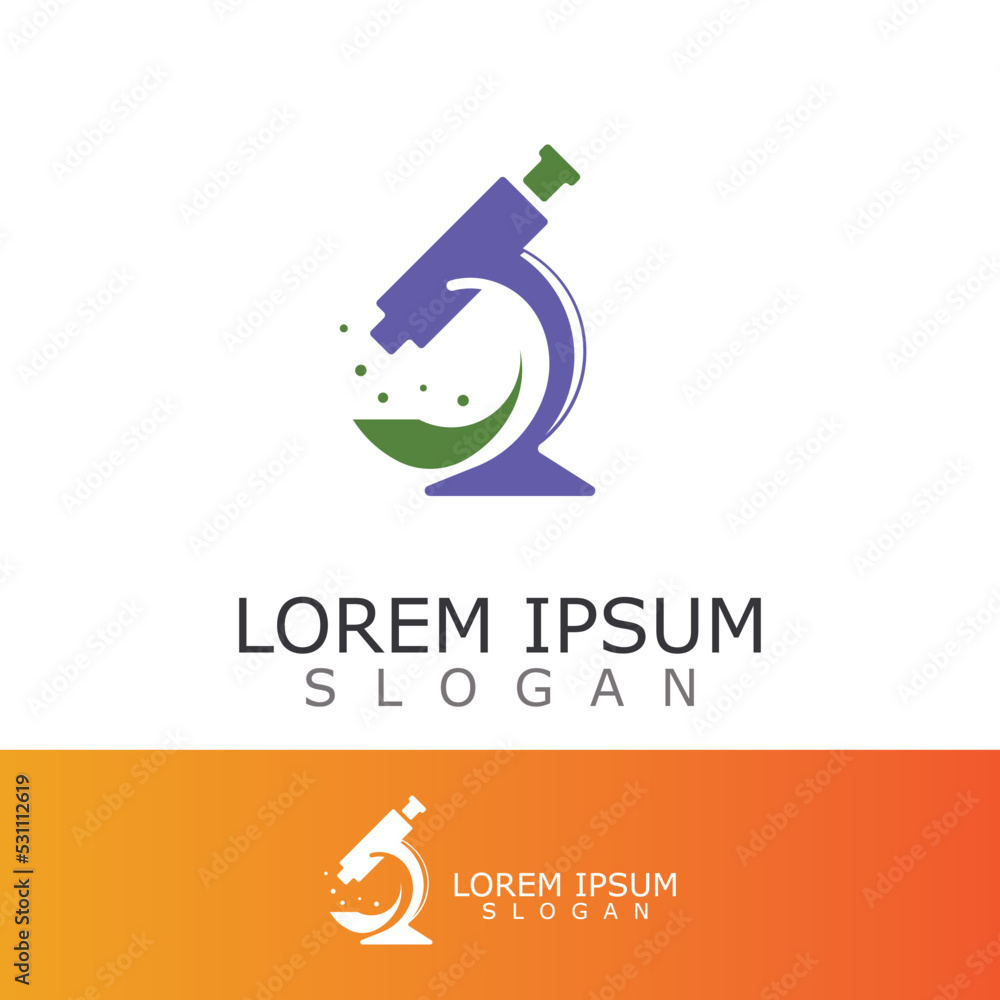Microscope logo image design. Simple illustration of biology microscope ...