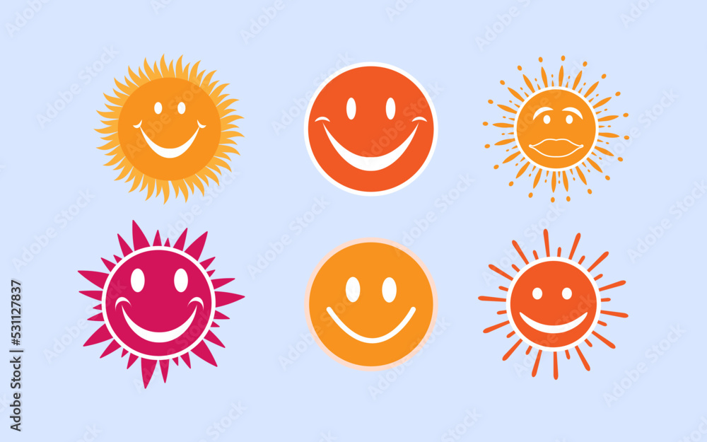 Vetor do Stock: cute sun smile emoji,Isolated funny smileys vector ...