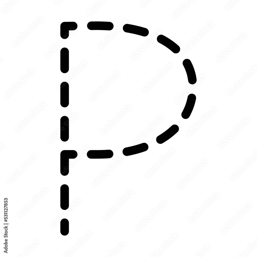 Tracing Alphabet letter P prewriting dotted line element for ...