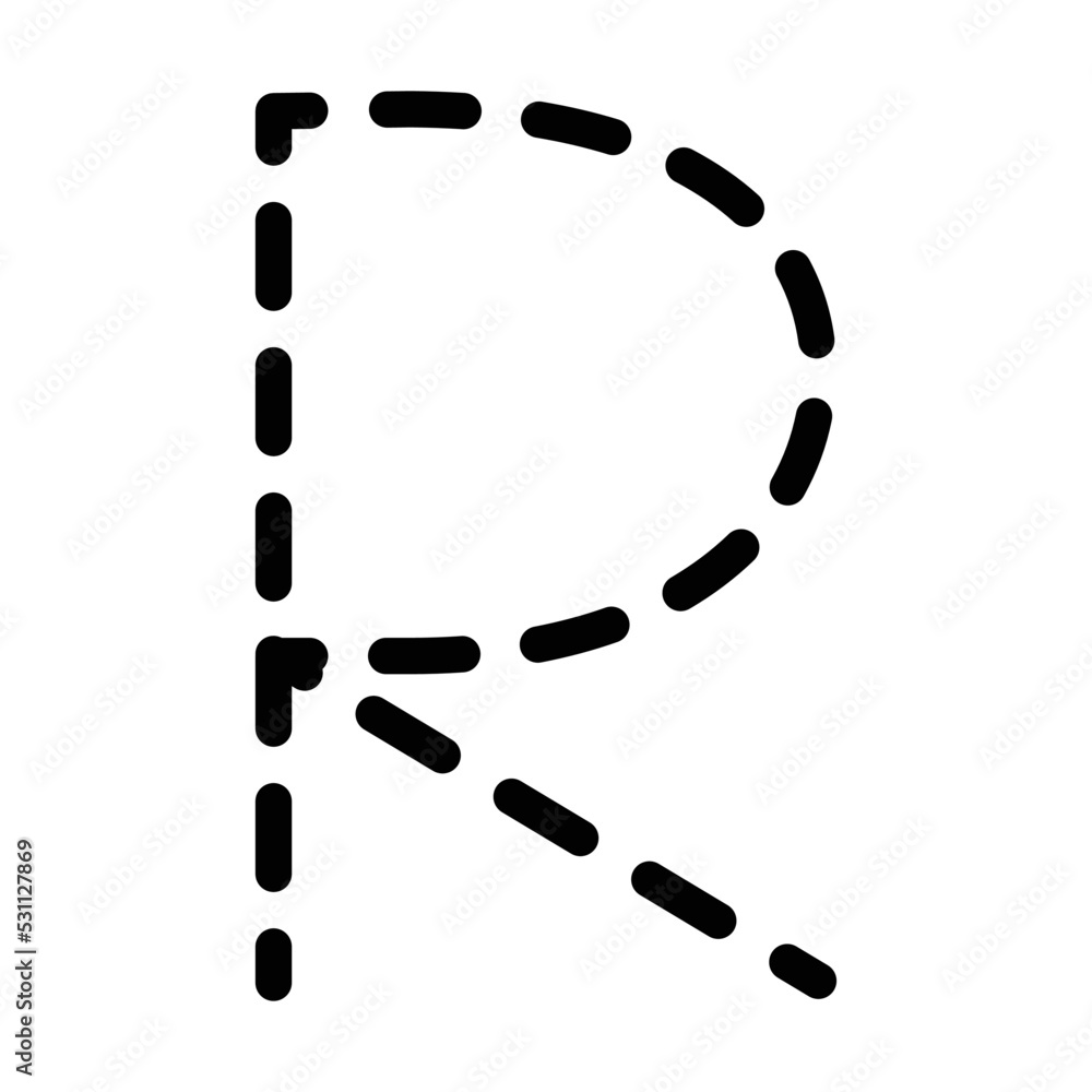 Tracing Alphabet letter R prewriting dotted line element for ...
