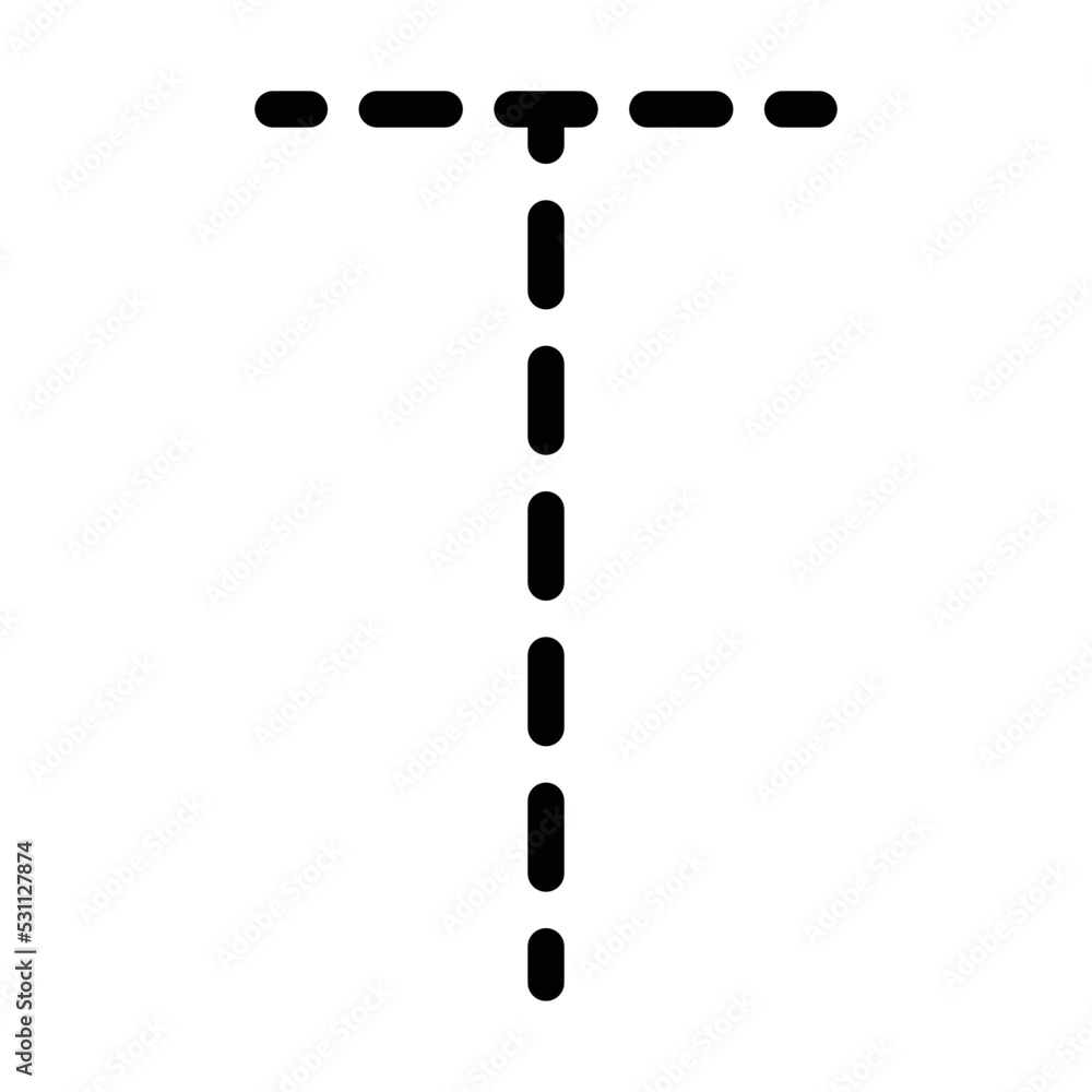 Tracing Alphabet letter T prewriting dotted line element for ...