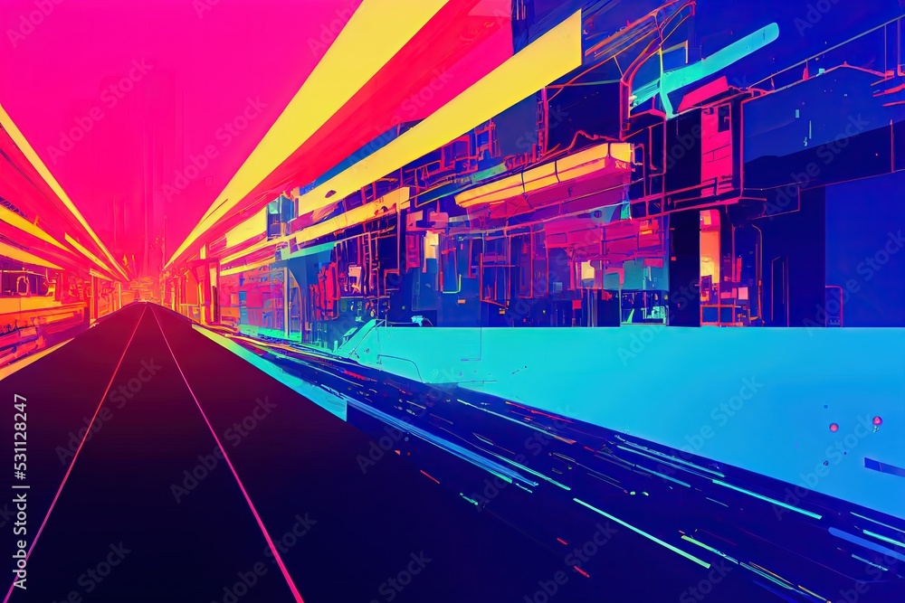 Night city. abstract. retro sci-fi. Cyberpunk. corrupted digital glitch ...