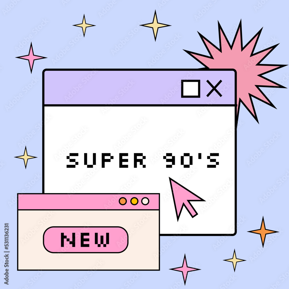 Retrowave y2k template. Old pc game frame. Retro computer aesthetic ...