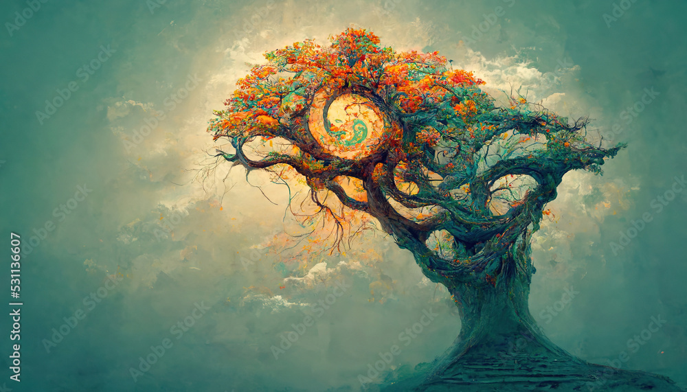 Beautiful tree of life, sacred symbol. Individuality, prosperity and ...